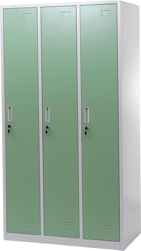 Locker Boston T829, afstortkluisje Lockerkast, metaal 3 vakken ~ groen ...