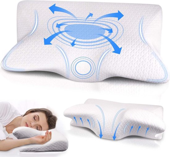 Viscoelastisch schuim nekkussen voor schouderpijn - orthopedisch en ergonomisch - wit | bol