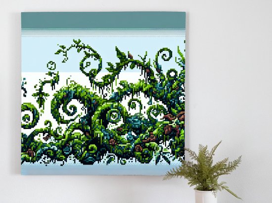 Pixel art mos schilderij | Mystieke mozaïek van mos in ...