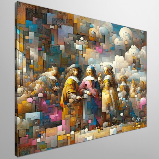 Abstract vermeer schilderij | Een Kleurrijk Mysterie: Vermeer's Kunst ...