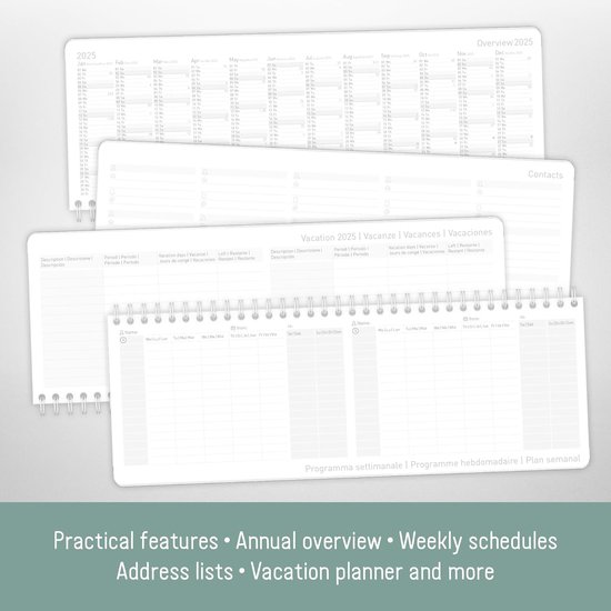 Equivera Bureaukalender 2025 - Gezinsplanner - Kalender - Weekplanner ...