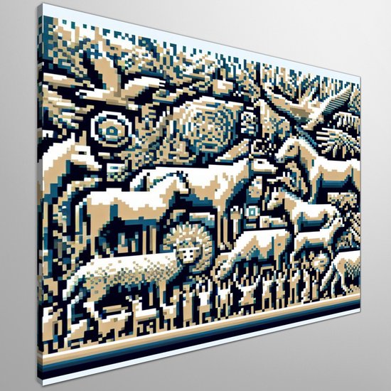Pixel art relief schilderij | Pixels van verheven kunst vormen reliëf ...
