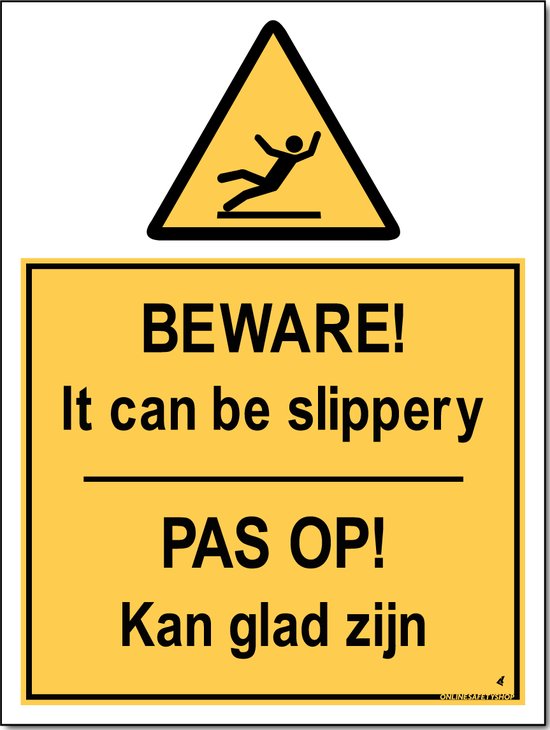 Glad oppervlak bord - Pas op! Kan glad zijn - Forex - 30 x 40 cm ...