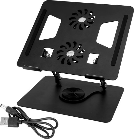 Adjustable Foldable Laptop Stand with Cooling Pads - Rotating Base ...