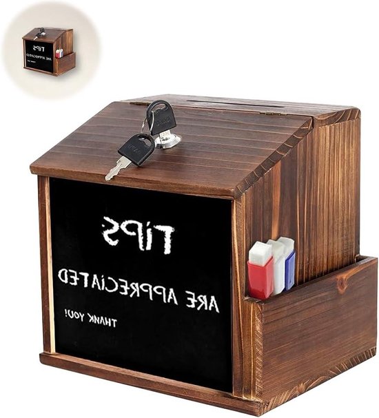 Wall Mounted Lockable Wooden Letterbox Donation Box - Vintage ...