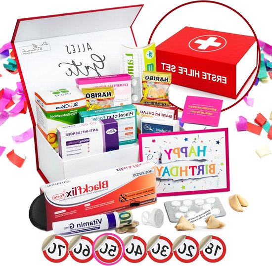 EHBO-set geschenkdoos - 12-delig - grappig cadeau voor ronde verjaardag ...