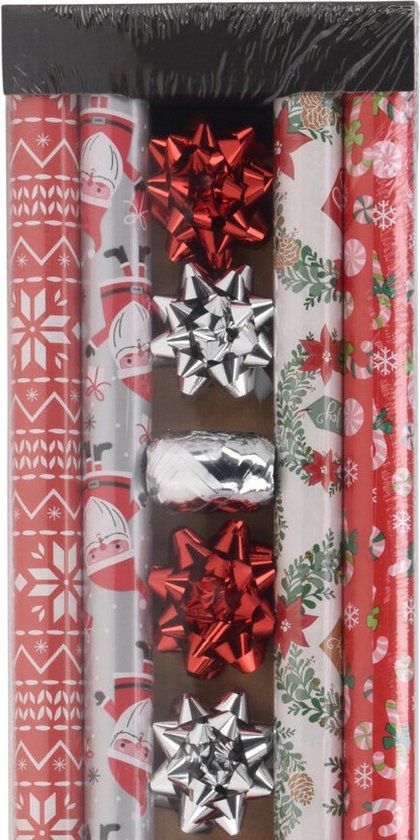 Kerst inpakpapier/cadeaupapier set - 13-delig - 200 x 70 cm - nordic ...