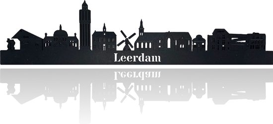 Skyline van Leerdam - Zwart-mdf - 60cm - Wanddecoratie van hout | bol