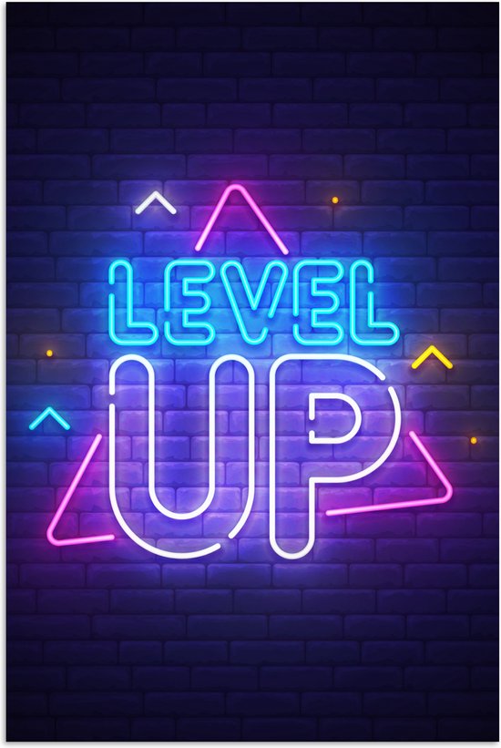Game Poster - Gaming - Neon - Level Up - Quotes - Gamen - 120x180 cm | bol