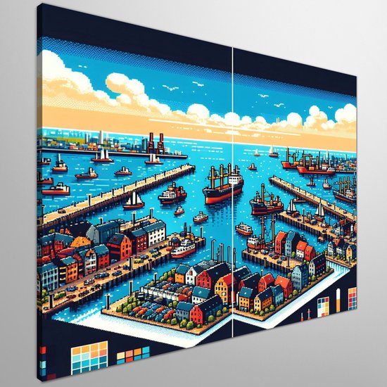 Pixel art haven schilderij | Haven of Creativity: A Pixelated ...