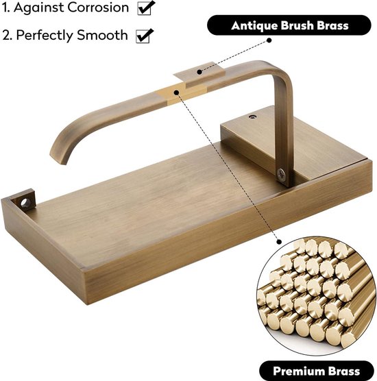 WC Rolhouder messing - vintage wc-rolhouder met legplank - mobiele ...