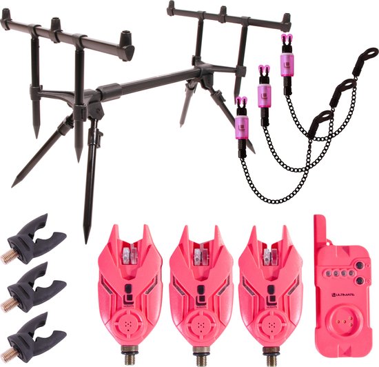 Ultimate E-Tension Pink Bite Alarm/Rodpod Set | Karper set | bol