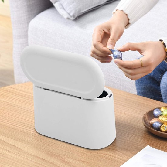 Mini Plastic Table Trash Bin with Pop Lid for Bathroom Office Desk ...