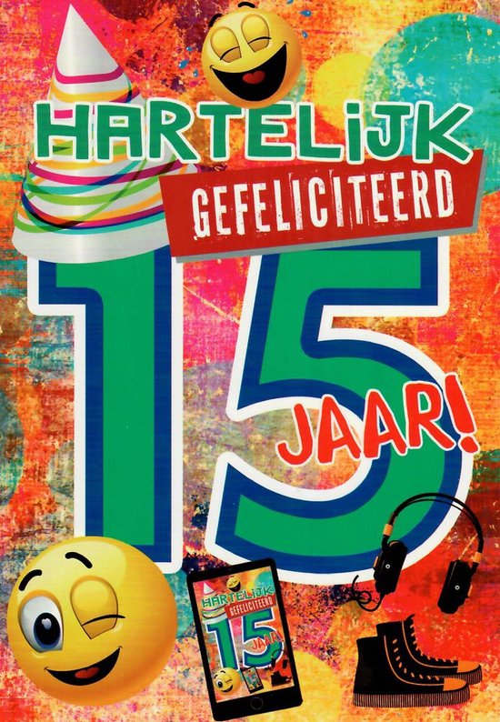Wenskaart | 10 stuks | Hartelijk gefeliciteerd 15 jaar! | bol Wenskaart | 10 stuks | Hartelijk gefeliciteerd 15 jaar! | bol