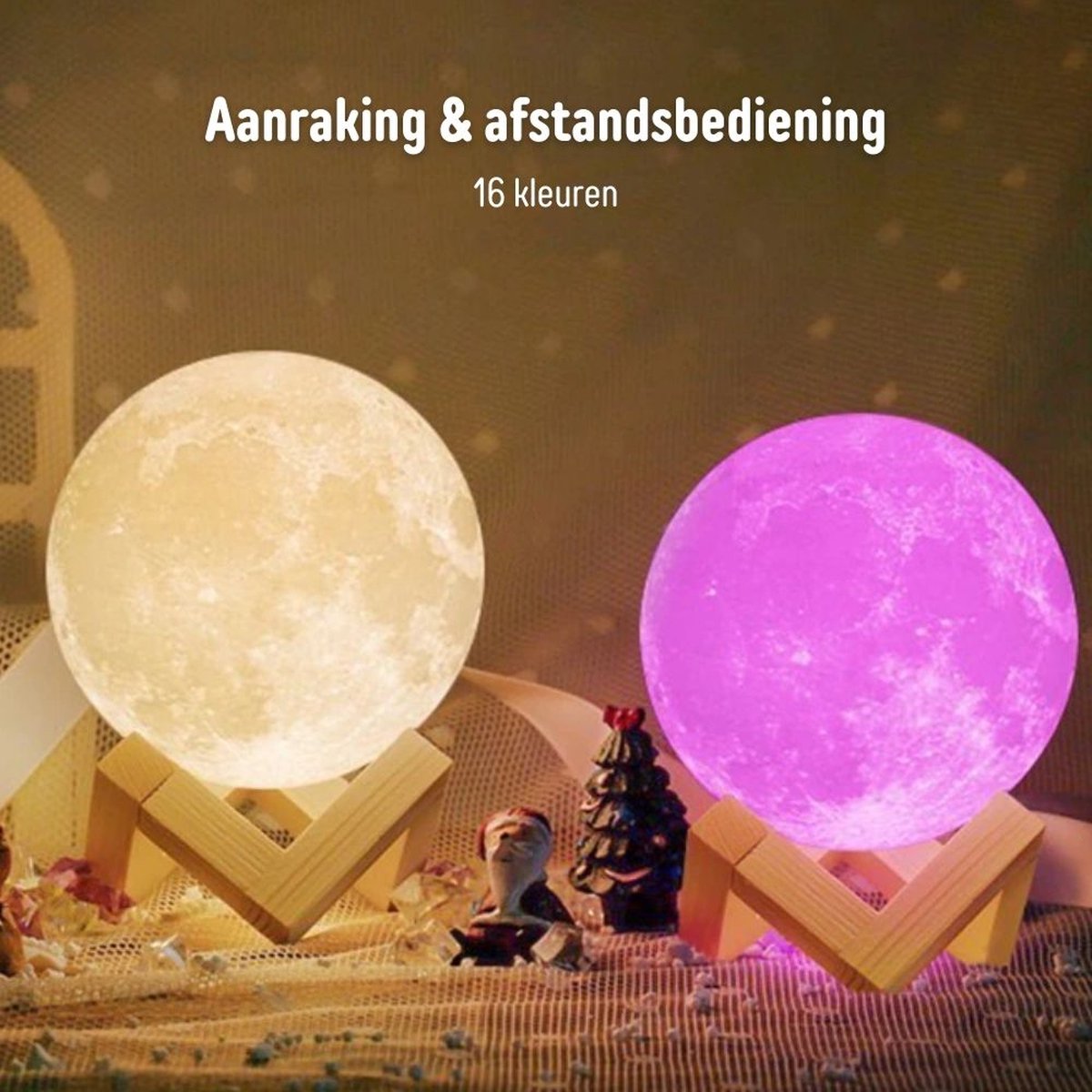 Homezie Maanlamp | Werkt op aanraking & met afstandsbediening | Maan ...