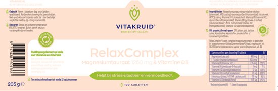 Vitakruid - Relax Complex - 100 tabletten | bol.com