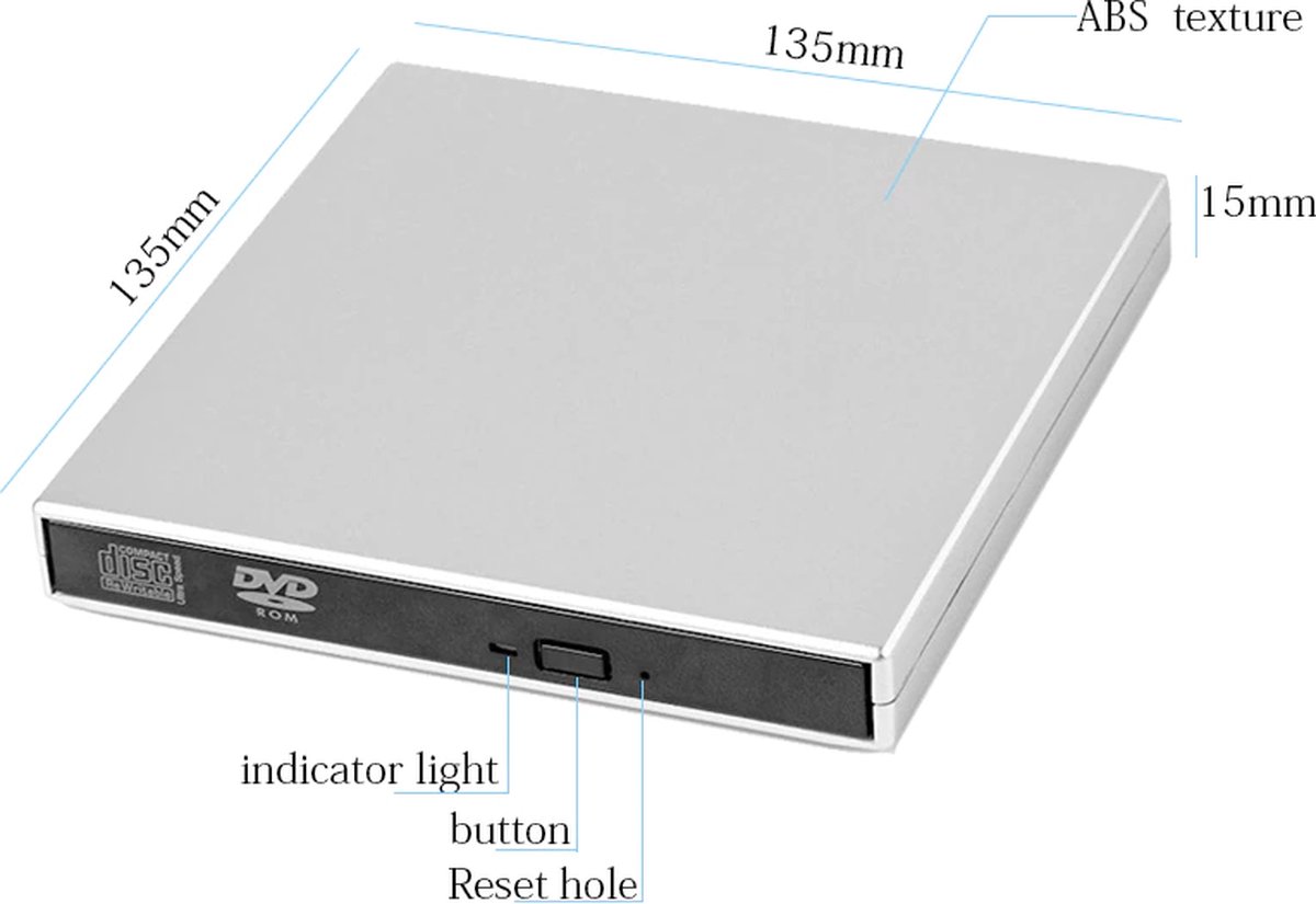CD-ROM Speler Externe Dvd Usb 2.0 DVD-ROM Drivecd Rw Optische Drive ...