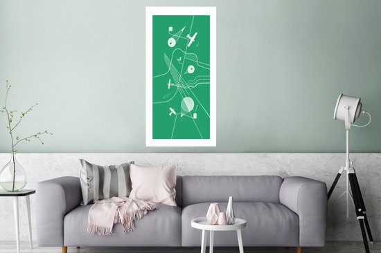 Poster tekening van luchtballonnen op een groen vlak - 60x120 cm | bol.com