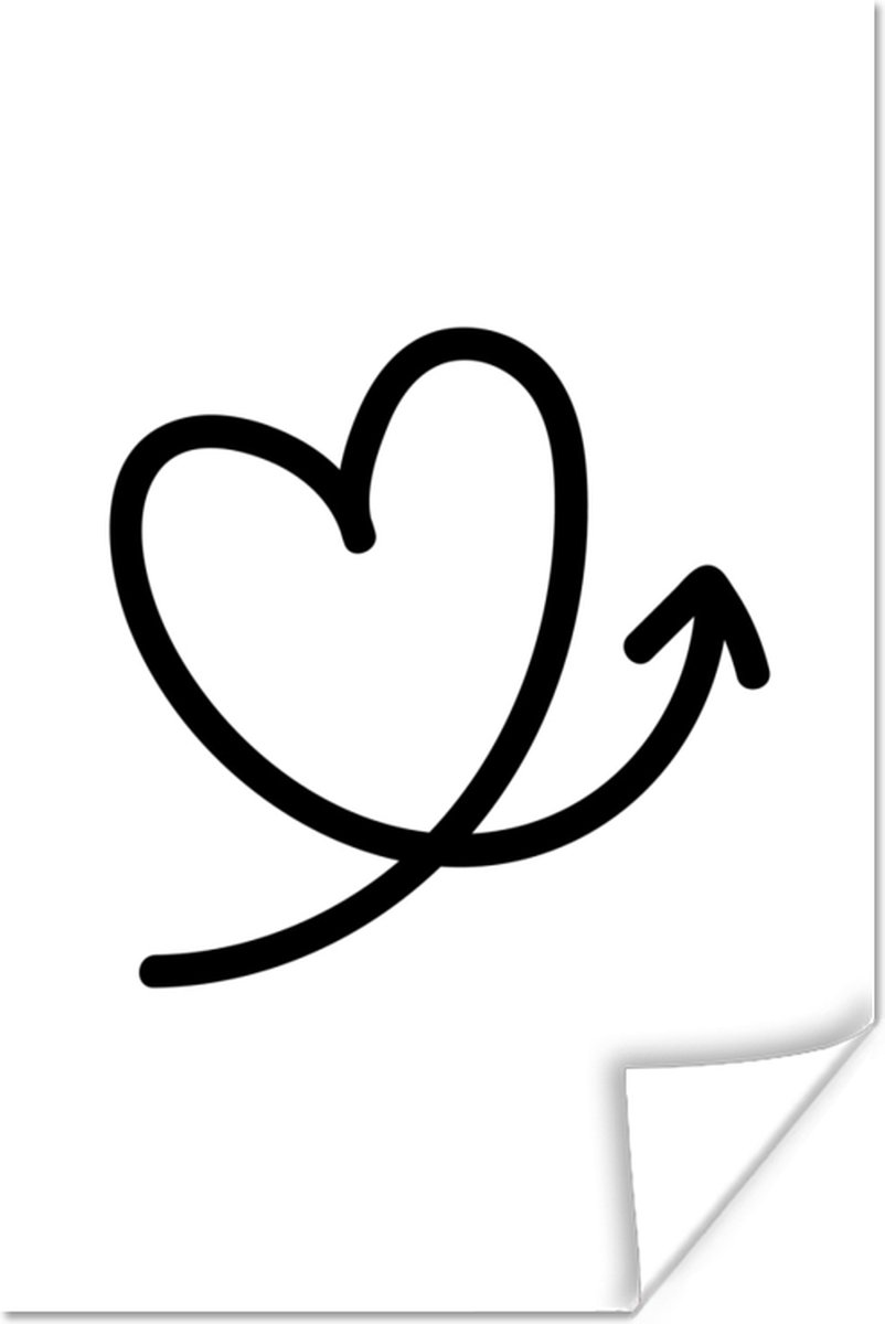 Poster Cartoon illustratie van een hartje met een pijl eronder ...