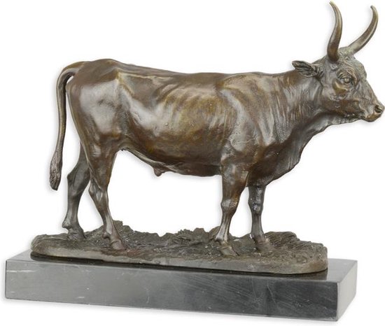 Bronzen sculptuur - Stier - Gedetailleerd beeld - 23,2 cm hoog | bol