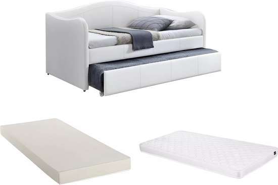 Vente-unique Bedbankje kunstleer wit 90 x 190 cm MATHILDE | bol