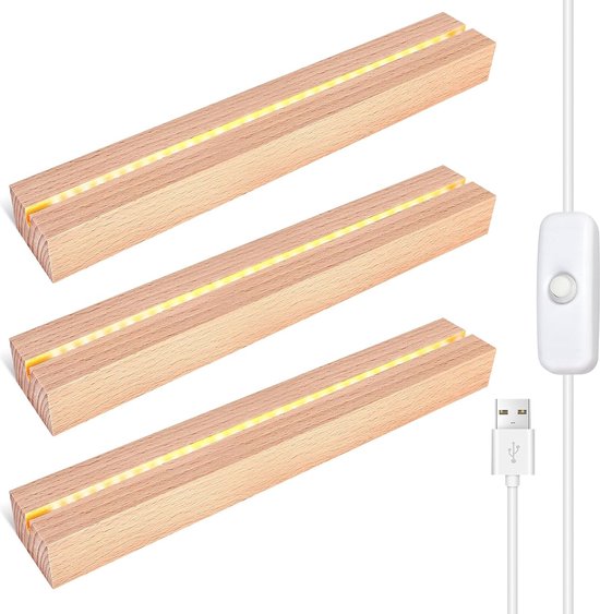 3-delige Led-sokkel voor Acrylglas - Verlichte Displaystandaard met USB ...
