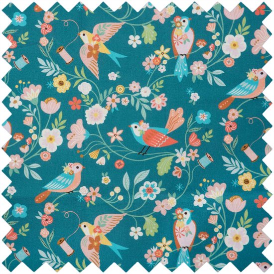 Hobby Gift Naaimand met vrolijke vogeltjes op een effen mint groene ...