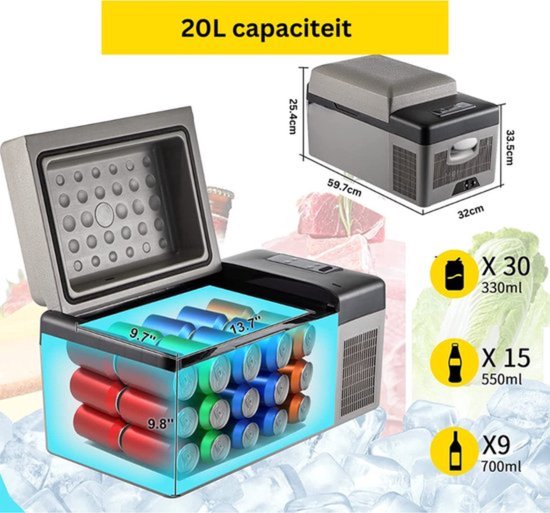 Mini Koelbox - Auto Koelbox - Friggo - Met Display - 20L - Met App ...