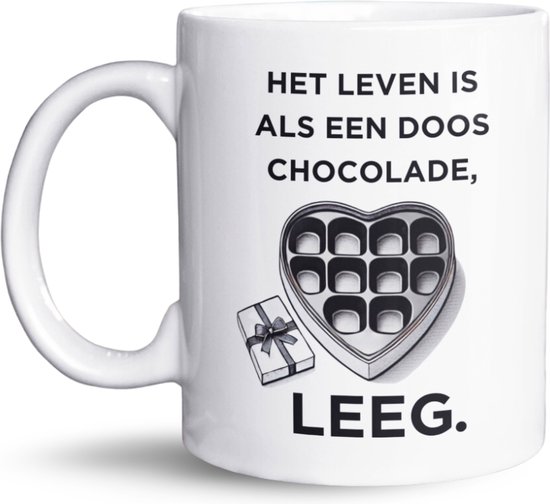 NietMokken.nl - Leuke Mok 325 ml - Het leven is als een doos chocolade ...