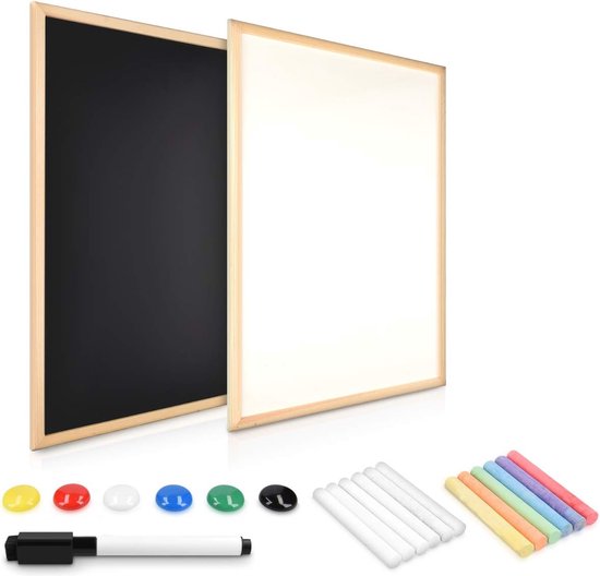 Dubbelzijdig Magnetisch Whiteboard en Krijtbord – Planbord voor Wand ...