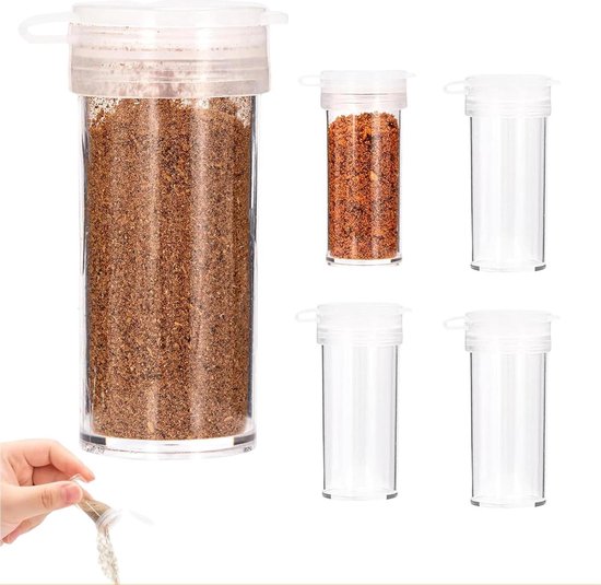 Mini Salt Pepper Shakers - Seasoning Shaker with Lid - Travel Spice - 4 ...