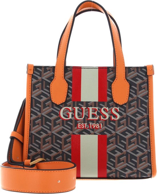 GUESS Handtas Schoudertas Silvana Two Compartment Mini Tote Black Logo ...