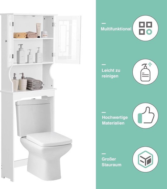Wc-rek met legplank, toiletkast, badkamerrek, hoge kast, badkamerrek ...