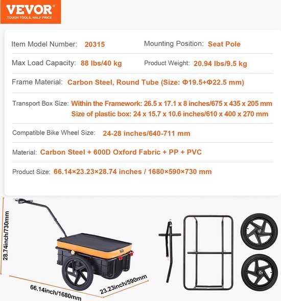 SteeFly® Fiets Cargo Trailer - Fiets Kar - Opvouwbare Opslag Met 16 ...