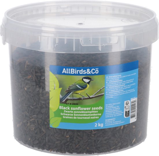 Allbirds&Co Zwarte Zonnebloempitten In Emmer - Tuinvogelvoer - 2 kg | bol