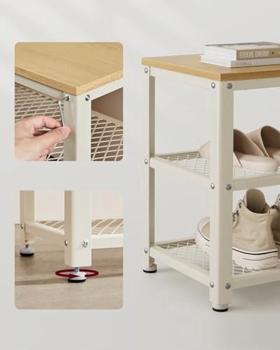 PolkaHome Schoenenbank, opbergrek met 2 niveaus, organizer, schoenenrek ...