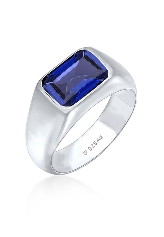 Elli PREMIUM Dames Ring Elli PREMIUM Zegelring Dames Grof Saffierblauw ...