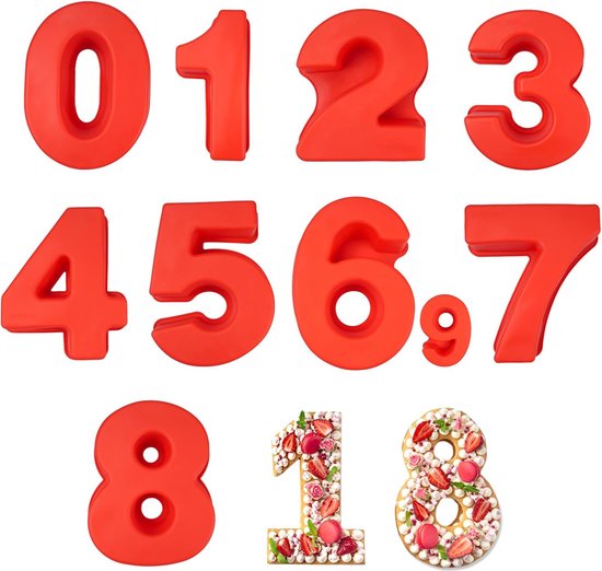 JGS ® Set van 9 Grote Siliconen Bakvormen voor Cijfers - Perfect voor ...