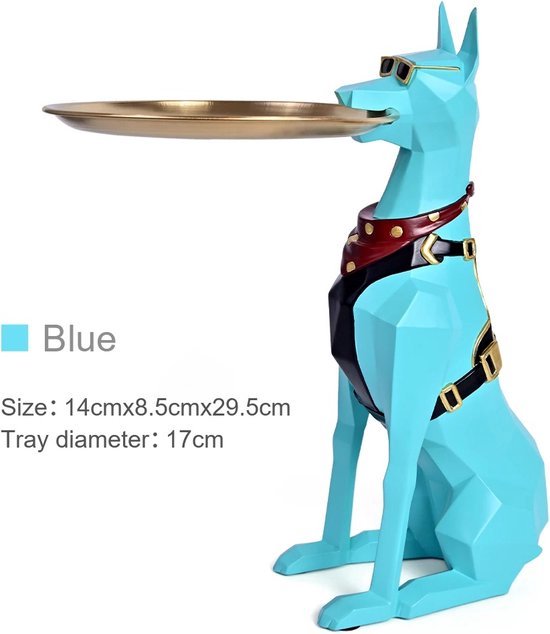 Hars Hond Standbeeld Butler met Dienblad - Doberman Pinscher Sculptuur ...