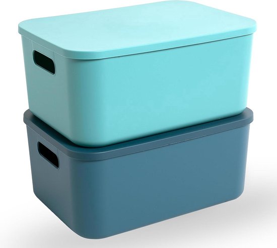 Stapelbare Opbergdozen - Handig voor Organisatie - 2 stuks - Blauw en ...