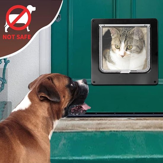 Grote kattenluik - 4-weg vergrendeling - geschikt voor hout, muur en ...