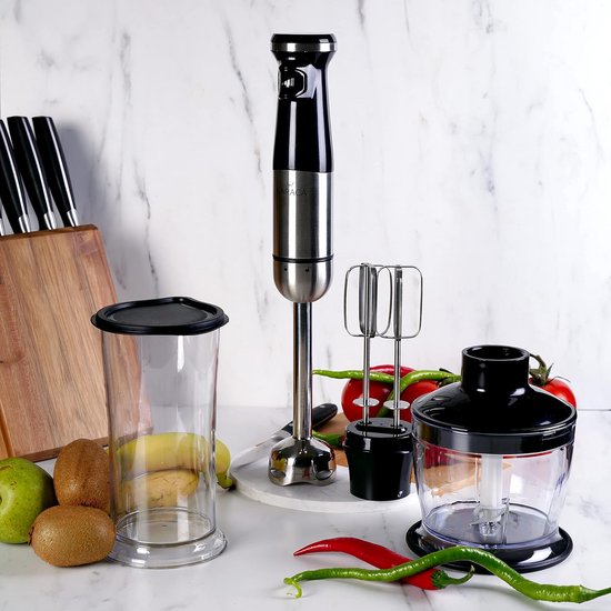 Handmixer 1000 Watt met 4 Messen, Chopper en Dubbele Garde, 800 ml en ...