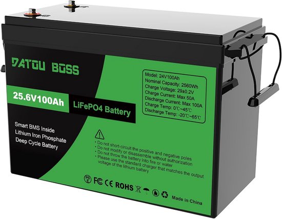 24V 100Ah LiFePO4 Lithium Accu met 100A BMS - 2560Wh voor Camper, Boot ...