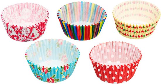 250 Papieren Cupcake Vormpjes en Muffinvormpjes - Assortie Motieven - 7 ...
