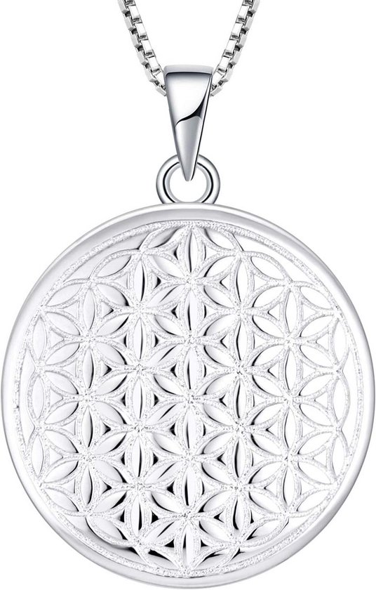 Zilveren Medaillon Ketting met Hart of Bloem van het Leven Hanger ...