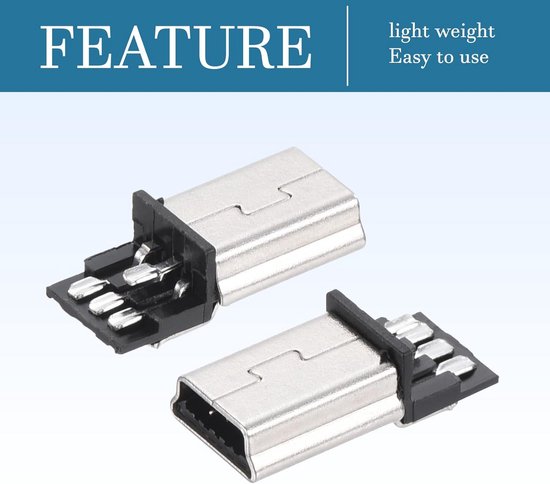 10x Mini USB Type B Stekkers 5-polig voor PCB Montage en Solderen ...