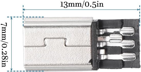 10x Mini USB Type B Stekkers 5-polig voor PCB Montage en Solderen ...