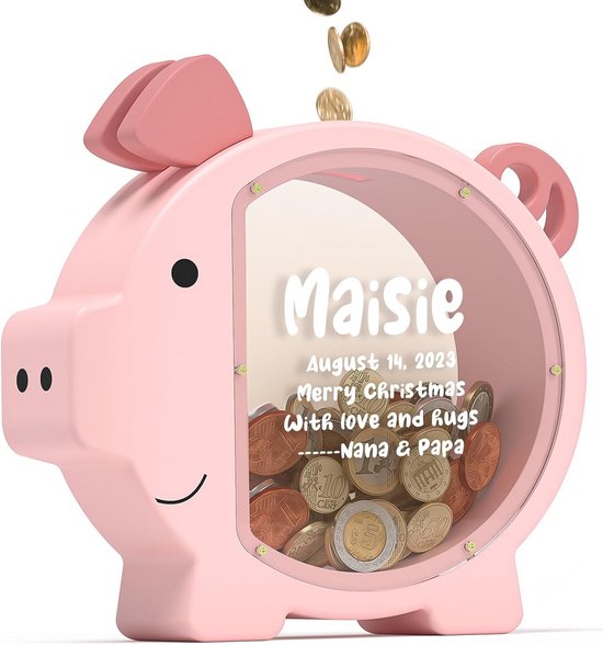 Gepersonaliseerd Houten Spaarvarken voor Kinderen, Groot Spaarpot voor ...