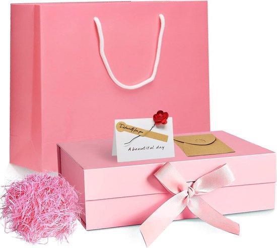 Geschenkset met doos, lint, wenskaart en vulling | bol