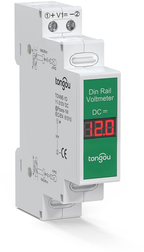 Mini Modular Din Rail Mount DC Spanningsmeter met LED Digitaal Display ...